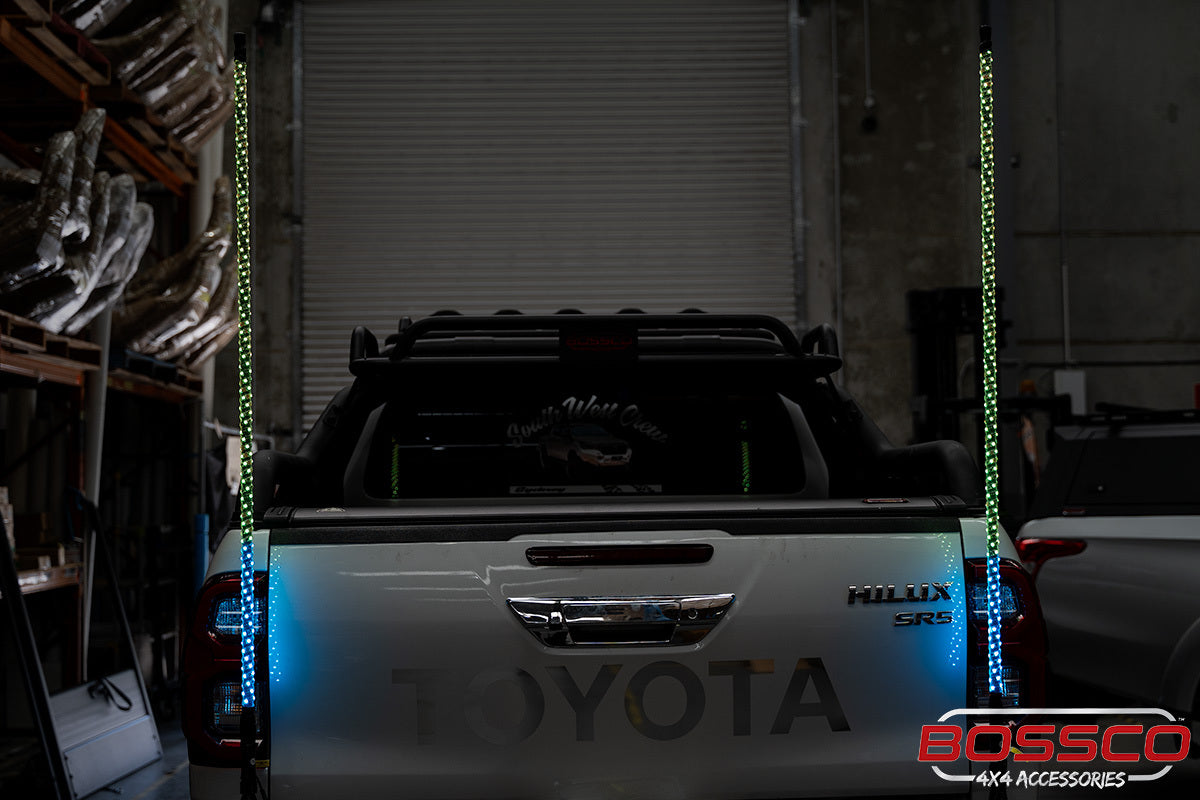 BOSSCO 120cm RGB LED UHF Whip - Bossco Auto 4x4 Accessories